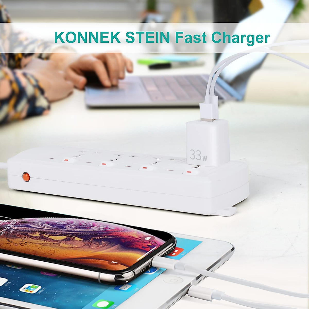 Konnek Stein USB C Fast Charger 33W, Type C Charger Block, Dual Port PD 3.0 Fast Charger Compatible with iPhone 13/13 Mini/13 Pro Max/12/11 Pro Max/XS, iPad Mini/Pro,White,TF2002
