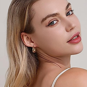 CZYJEW Gold Hoop Earrings for Women 14K Gold Plated with 925 Sterling Silver Post Hoop Earrings for Girls Mini Gold Earrings Inlay CZ Gems for Women