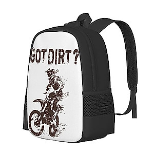 WZOMT Boys Motocross School Backpack Funny Got Dirt Bike Fly Racing Vintage White Bookbag Fashion Laptop Bags Water Resistant Daypack Rucksack for Travel Hiking Kids Men Women 17" Knapsack