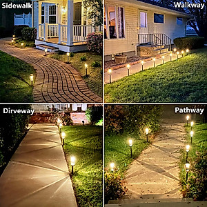Gorrzai Solar Pathway Lights 8 Pack LED Waterproof Solar Outdoor Lights, Upgraded Stainless Steel Driveway Lighting with Tungsten Filament Bulb for Yard, Landscape, Garden, Walkway, Lawn, Path