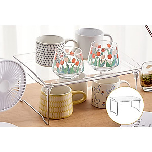 Stackable Cabinet Organizers and Storage, 2 Packs Storage Shelf Organizer Stand Racks, Stackable Shelves for Cabinets & Countertop,cupboard kitchen organization bathroom cosmetics organizer (2 PACK)