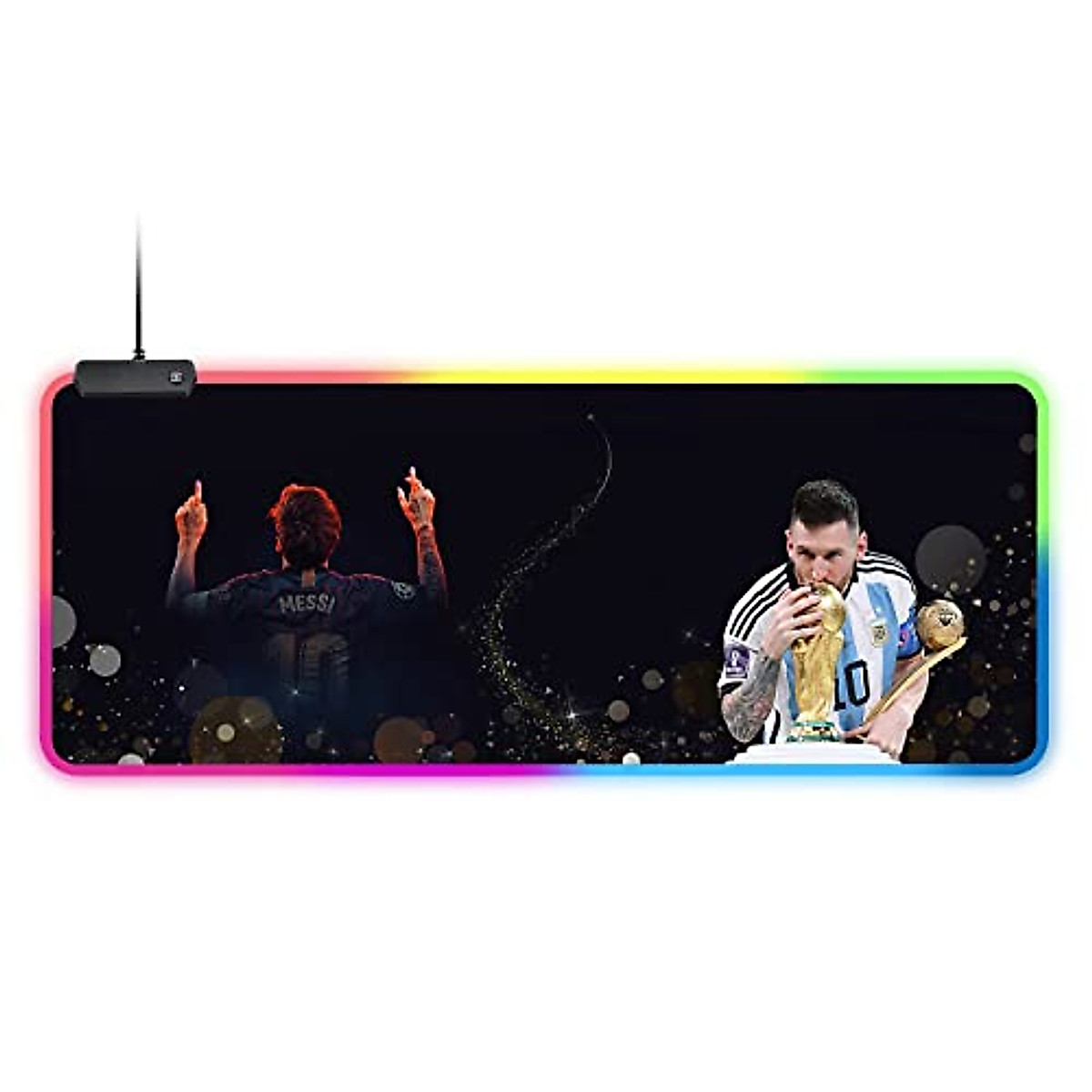 Champion World Cup RGB Soft Gaming Mouse Pad Large Oversized Glowing Led Extended Mousepad Non-Slip Rubber Base Computer Keyboard Pad Mat