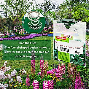 Dwcom 6 Packs Large Fly Traps Outdoor, Fly Bags Ranch Fly Trap Fly Catcher Fly Killer, Fly Repellent Control for Outdoor Farm/Orchard