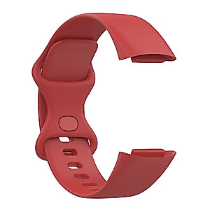 Qimela Liquid Silicone Watch Band Compatible with Fitbit Charge 5 Bands for Women Men,Sport Waterproof Soft Strap Replacement Wristbands for Charge 5 Fitness Tracker (Large, Red)