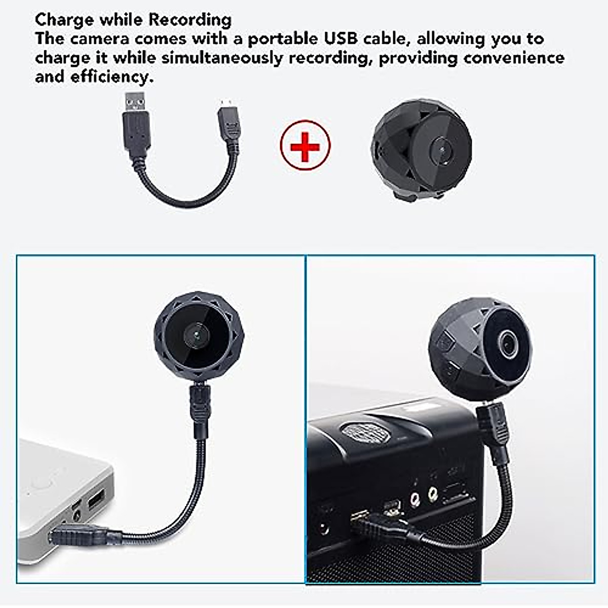 ASHATA Indoor Smart Security Camera, Security Camera Wireless with Magnetic Mount, 1080p Night Vision Motion Detection Loop Recording Support 128GB Storage Card