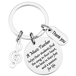 AHAETH Music Teacher Gifts Women Keychain For Men Male Funny Band Director Best Choir Music Note Keyring Music Teacher Keychain