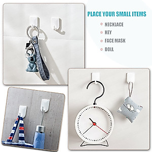 ORIJOYNA 2-Pack Mini Self Adhesive Hooks - Sticky Plastic Small Wall Hooks Heavy Duty Hanger - Hanging Keys, Necklace, Decoration for Bathroom, Living Room, Bedroom (18-Count,Max Load 0.44 LB)