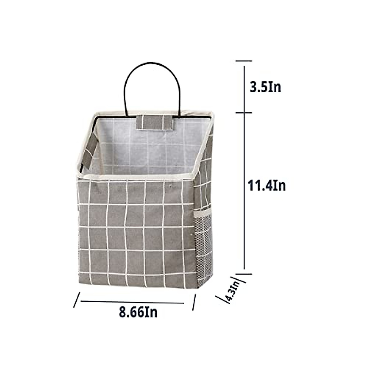 Teatalk 3 Pack Wall Hanging Storage Bags with Sticky Hooks,Closet Hanging Storage for Pocket,Bathroom Dormitory Organizer,Linen Cotton Organizer Box Containers for Bedroom