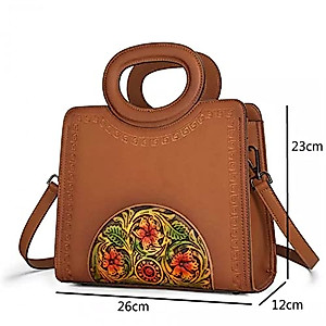 WYKDD Vintage Embossed Ladies Handbag Multifunctional Large Capacity Tote Bag Casual Ladies Shoulder Bag (Color : C, Size : 26(L)*23(H)*12(W) cm)