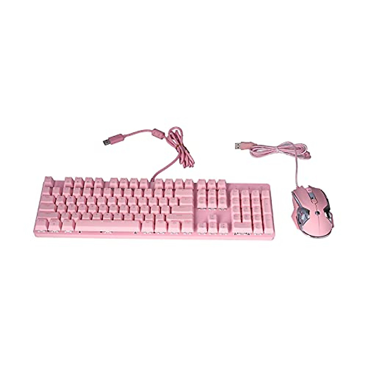 Pink Keyboard and Mouse Set, 104 Keys Mechanical Keyboard with 22 Lighting Effects, Ergonomic High Sensitivity Keyboard and Mouse Combo for Gaming, PC