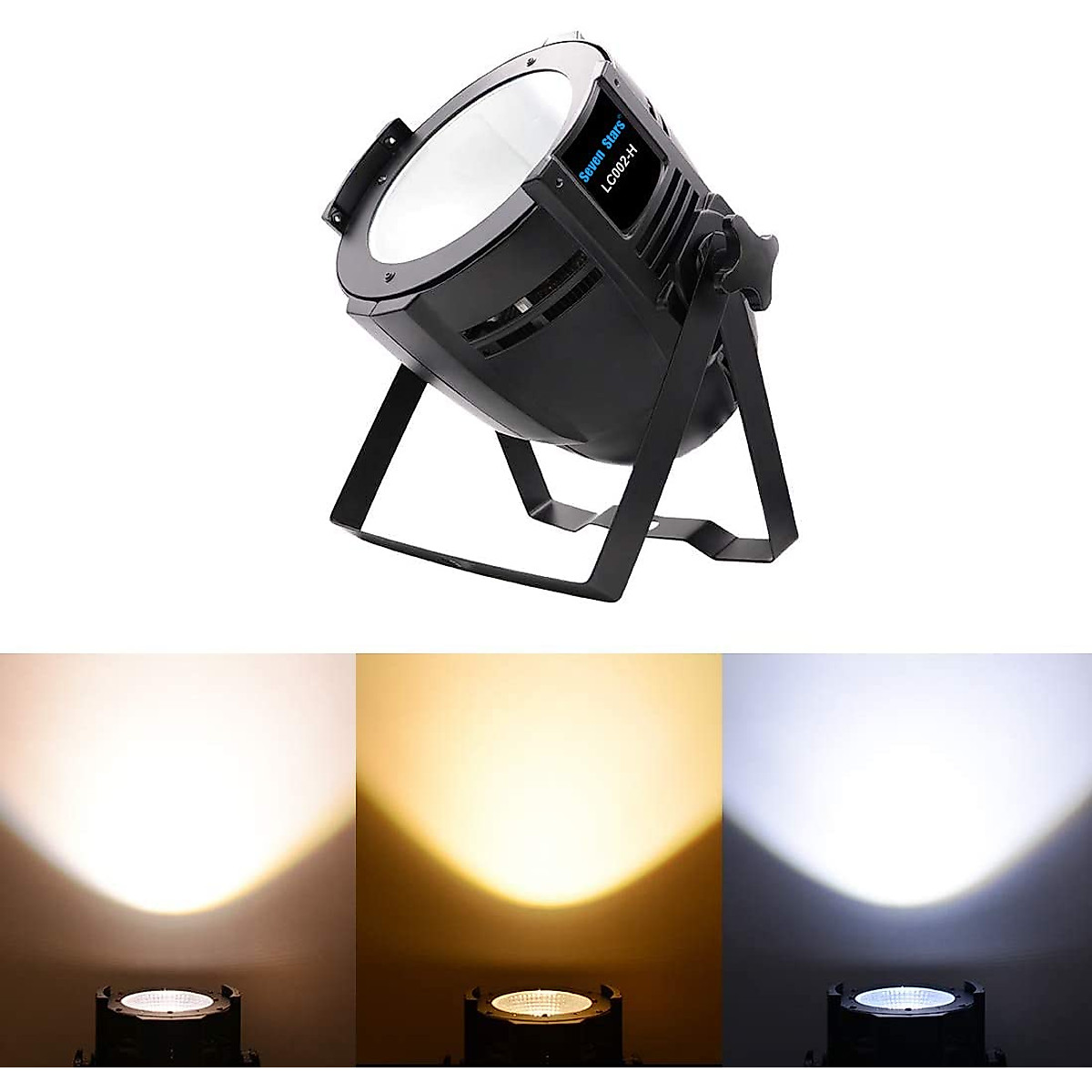 Seven Stars 200W COB Lights, LED Par Light Warm White & Cool White Stage Wash Lights, DMX Stage Lights for Church/Party/Stage Show/Club/Karaoke（1 Pack）