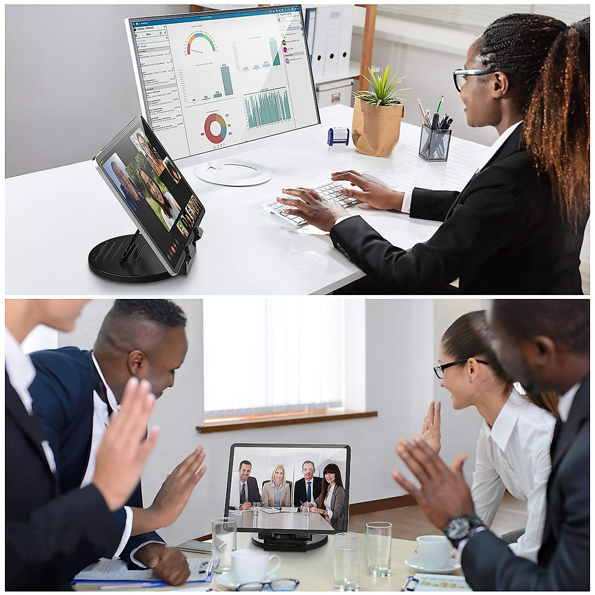 AboveTEK Tablet Stand, 360° Rotating Commercial iPad Stand, Swivel Design for Store Retail Office Bedside Showcase Reception Kitchen Home