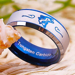 CLOUD DANCER FREE Custom Engraving Blue Tungsten Wedding Bands Bass Ring Fishing Ring Fish Hooks Ring Hunting Ring (9)