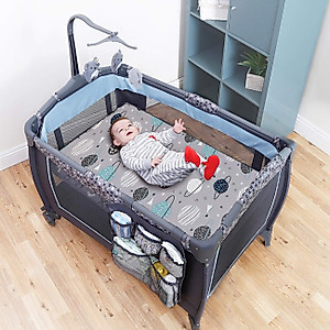 Pack n Play Sheets, BROLEX 2 Pack Mini Crib Sheets,Stretchy Portable Fitted Playard Sheet Set, Convertible Playard Mattress Cover,Ultra Soft Breathable Material,Space Planet