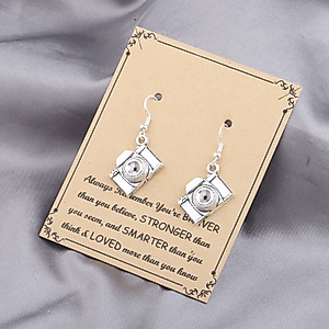 FUSTMW Photographer Gift Camera Infinity Love Charm Y Necklace Travel Jewelry Photography Gifts (Camera earring)