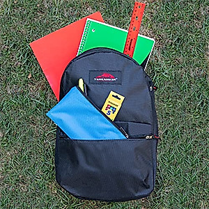 Trail maker Pre-Filled 17" Backpack & School Supply Kit - 20 Piece Back to School Supplies with Backpack (Black Pack)