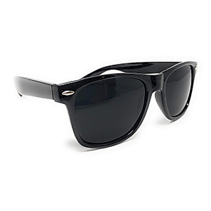 My Shades - Retro 80's Classic Rectangle Sunglasses (Black, Super Dark)