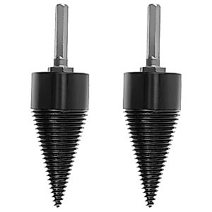 FUNSUEI 2 Pack 42 mm Firewood Log Splitter Drill Bit, Hex Shank Wood Splitter Drill bit, Portable Heavy Duty Drill Screw Cone Driver for Cutting Hickory, Oak, Sycamore, Walnut