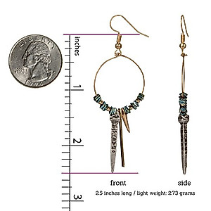 SPUNKYsoul Tribal Gold Boho Chic Ethnic Vintage Hoop Circle Fishhook Dangle Earrings for Women and Girls Gift Jewelry Bohemian