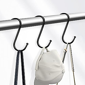 Lcsmaokin 30 Pack 4 Inch S Hooks for Hanging, Stainless Metal Steel Black S Shaped Hangers for Kitchen Utensils, Jeans, Plants, Pots, Pans, Cups, Towels - Black