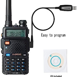 BAOFENG UV-5R Radio, Handheld Ham Radios Long Range, Dual Band Programmable Two Way Radios with Programming Cable, Portable Amateur HT Radio(2 Pack)