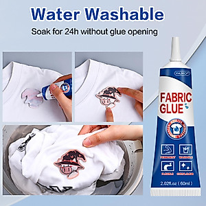 Fabric Glue for Clothing Permanent Washable, Liquid Stitch Fabric Adhesive, Anti-Fray Check, Super No-Sew Clear Fusion Glue for All Patches, 24 Hour Dry and Waterproof