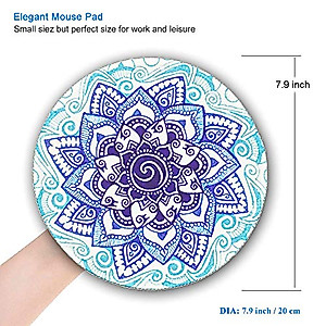 Mouse Pad, Round Mandala Mouse Mat, Non-Slip Rubber Base Mousepad with Stitched Edge, Waterproof Office Mouse Pad, Small Floral Mouse Mat (Mandala 3Pack)