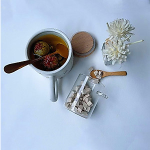 Livejun 8 oz Airtight Mini Glass Jars with Bamboo Lids and Bamboo Spoons , Spice Jars Small Food Storage Containers for Kitchen, Bathroom, Home Decor Set of 8