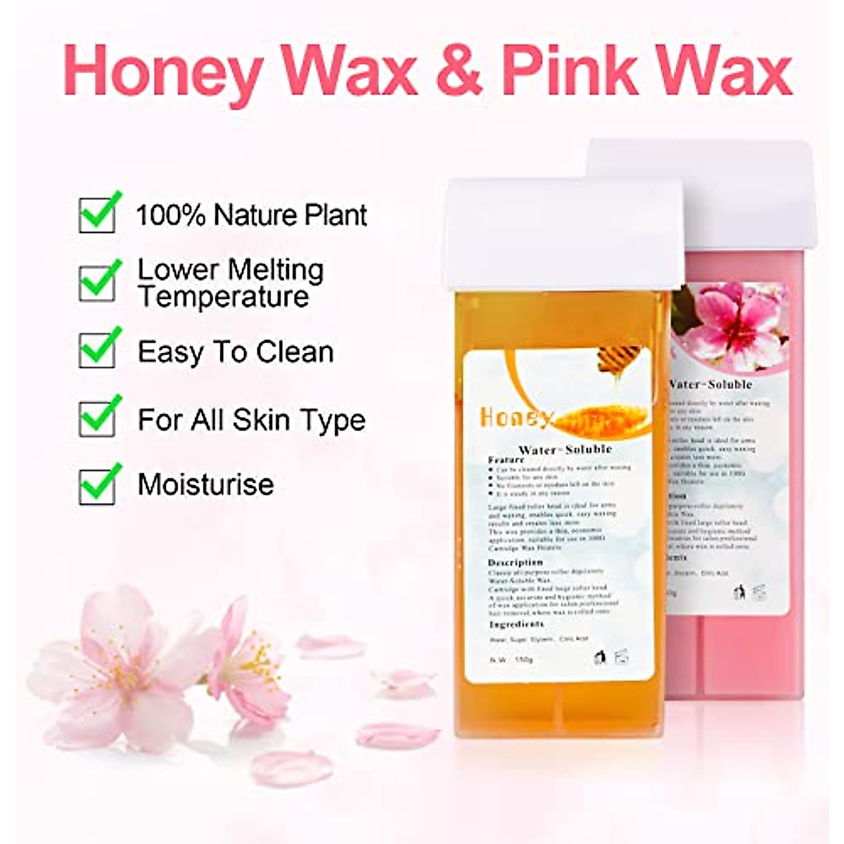 Wax Roller Kit for Hair Removal,Roller Waxing Kit,Roll On Wax Kit For Hair Removal Sensitive Skin,Roll On Wax Kit For Face,Arms, Legs And Larger Areas Of The Body Hair Removal,Roll on Wax Warmer Kit