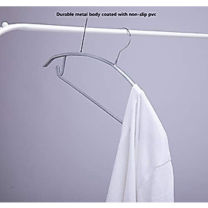 Cocomaya 16.5 Inch Silver No Shoulder Bumps No Mark Non-Slip Rubber Coated Contour Metal No Bumps Hanger, Sweater Hanger, T-Shirt Hanger Suit Hanger with Pants Bar Pack of 10 (Silver, 10)
