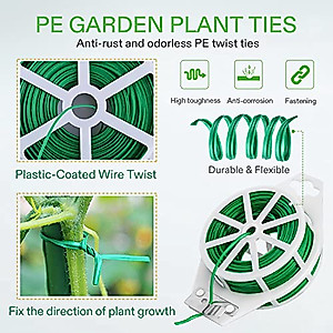 VIVOSUN 164 Feet PE-Coated Twist Tie, Roll Spool Dispenser with Cutter Secure Garden Plant Multi-Function Cable Snack Tie, Green