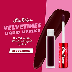 Lime Crime Velvetines Liquid Matte Lipstick, Bloodmoon (Deepest Blood Red) - Bold, Long Lasting Shades & Lip Lining - Stellar Color & High Comfort for All-Day Wear - Talc-Free & Paraben-Free