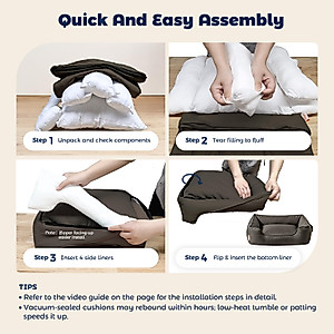 Miguel Outdoor Waterproof Cat Bed with Side, Oxford Durable Dog Bed for Small Dog Easy Clean, All Weather Rectangle Medium Pet Bed Bolster Tough Puppy Bed Scratch Resistant Removable Cover, 25 inches