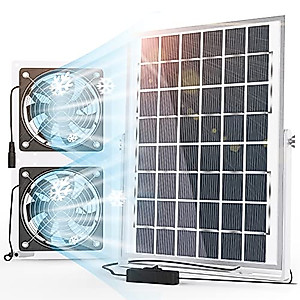 SOLPERK Solar Fan for Greenhouse, 10W Solar Powered Fan for Chicken Coop, Waterproof Solar Exhaust Fan for Shed with 11.8ft/3.6m Cable