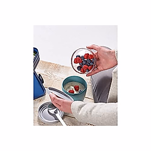 Mepal, Lunchpot with 2 Interchangeable Lids, a Detachable Small Storage Container for Nuts or Fruit, Portable, BPA Free, Nordic Denim, 4 inch Diameter, 1 Count