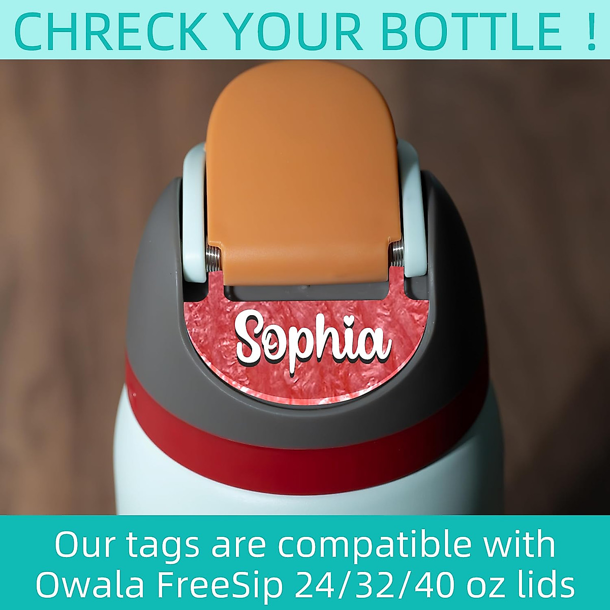 Personalized 3D Name Plate Compatible with Owala Water Bottle 24oz 32oz 40oz | 100 Color Options, 12 Font Options | Custom Name Plate Freesip Topper