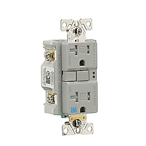 Eaton GFCI Self-Test 20A -125V Tamper & Weather Resistant Duplex Receptacle with Standard Size Wallplate, Gray