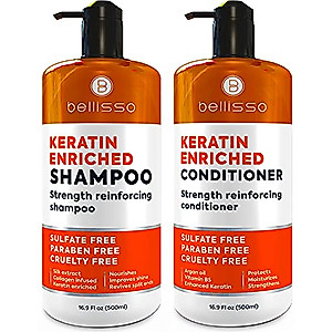 Keratin Shampoo and Conditioner Set - Sulfate and Paraben Free - Salon Repair for Dry, Damaged and Color Treated Hair - Anti Frizz Formula for Women and Men