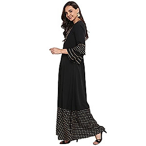 Janasya Indian Women's Tunic Tops Crepe Kurti for Women(JNE3313-KR-M) Black