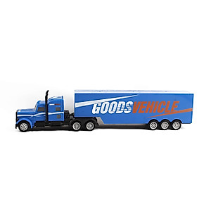 Vokodo RC Semi Truck and Trailer 18 Inch 2.4Ghz Fast Speed 1:16 Scale Rechargeable Battery Remote Control Tractor Tanker Hauler Car Big Rig 18 Wheeler Toy for 3 4 5 6 7 8 Year Boys Kids (Blue)