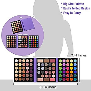 UCANBE Eyeshadow Palette with 15Pcs Brushes Makeup Set, Pigmented 86 Colors Make Up Palettes Sets, Matte Shimmer Glitter Eye Shadow Pallet Highlighters Contour Blush Powder Brush Beauty Kit