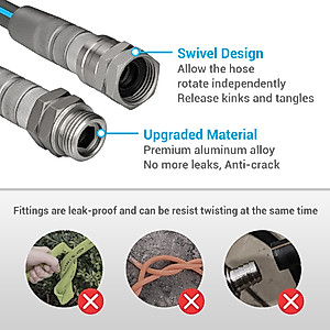 TheFitLife Garden Hose 50 FT - 50FT Flexible Water Hose with Nozzle and Metal Fittings, High Pressure 50 Feet x 1/2" Outdoor Hose for Reel Cart, Sprinkler, Easy Storage, Leak Proof (50Feet)