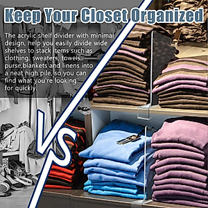 Clear Acrylic Shelf Dividers for Closet Organization Transparent Closet Shelf Divider Organizer Multi Functional Wood Closet Separator for Storage in Bedroom, Kitchen, Office (16 Pieces)