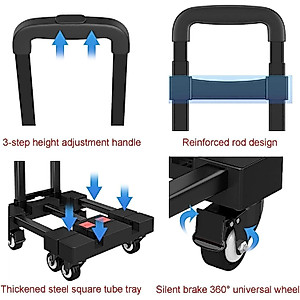 Platform Truck Platform Truck with 6 Wheels Flat Handtruck Metal Folding Push Cart Portable Flatbed Cart Load 330 Lbs Moving Dolly Cart Reliable