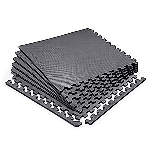 Marcy Interlocking Waterproof Flooring Mat for Exercise Equipment & Accessories MAT-20,Black