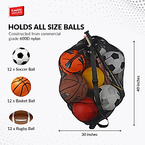 Keeble Outlets Vizari Soccer Ball Bag for Coaches and Players | Sports Equipment Bag or Beach Bag with Shoulder Strap | 30 * 40 inches Large Mesh Bag for Equipment Storage, Soccer Balls
