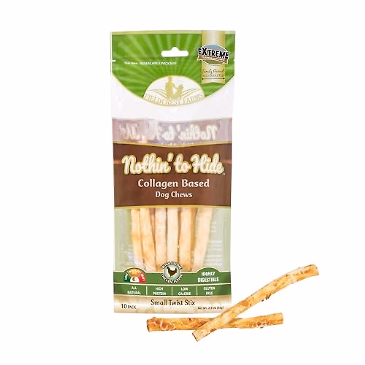 Fieldcrest Farms Nothing to Hide Natural Rawhide Alternative Small Twist Stix for Dogs - (10 Sticks) All Natural Easily Digestible Chews for All Breed Dogs - Great for Dental Health