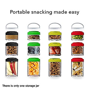 DENPETEC 1Set Portable and Stackable Twist Lock Storage Jars Snack Container for Protein Powder,Health y Snacks,and Portion Control,Random Color (1 Set have 4pcs Scale Jar)