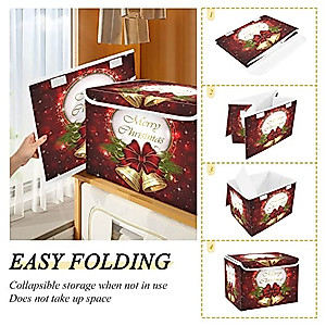 xigua Merry Christmas Storage Bins with Lids Foldable Large Cube Storage Boxes with Handles for Home Bedroom Closet Office (16.5x12.6x11.8 in)#46