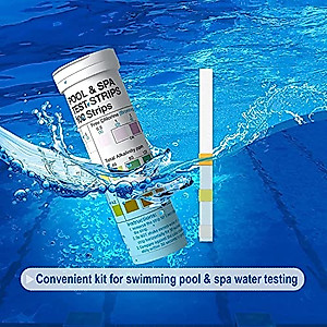 RUNBO Pool and Hot Tub Test Strips 4-in-1 (100 Count) – Test for Free Chlorine, Bromine, Total Alkalinity and pH - Pool Hot Tub Testing Strips